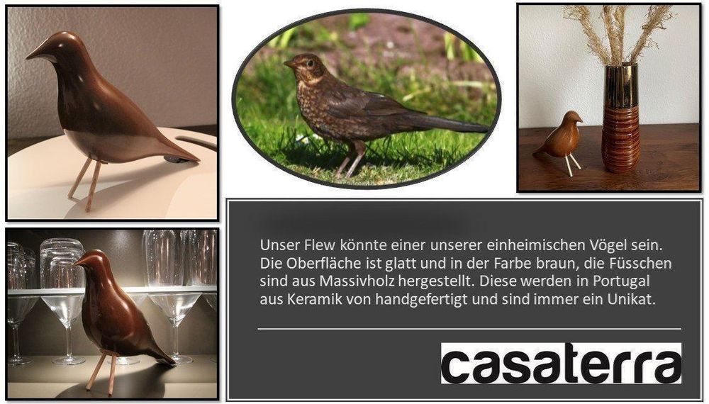 Casaterra House Bird Skulptur aus Keramik braun | Holzfüsse (Neu und ...
