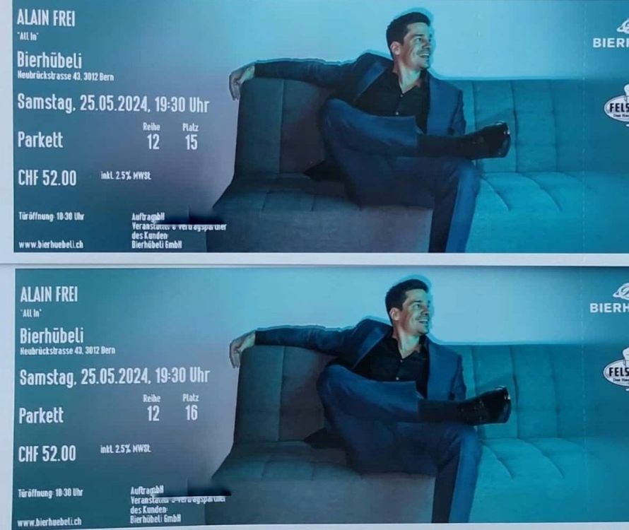 Alain Frei 2x Sitzpl. 25.5.2024 - Bern für ausverkaufte Show | Kaufen auf Ricardo