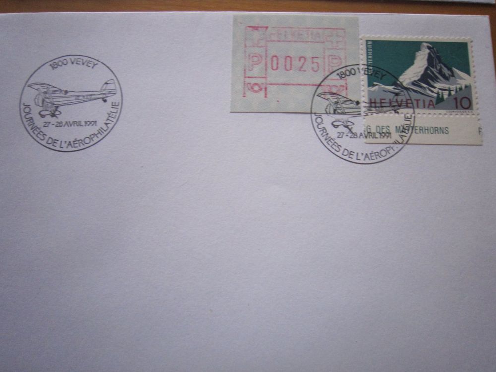 FLUG 1991 VEVEY Journées Aerophilatelie 1x Automatenst 50 RP (Gebraucht) in Gordola für CHF 0.5 ...