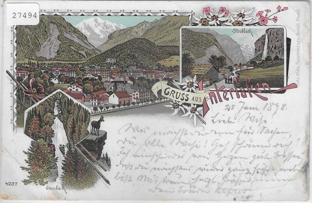 Gruss aus Interlaken - Litho 1898 | Kaufen auf Ricardo