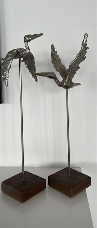 2 Silberreiher Skulpturen Vögel Deko (Neu (gemäss Beschreibung)) in Tennwil für CHF 25 – mit ...