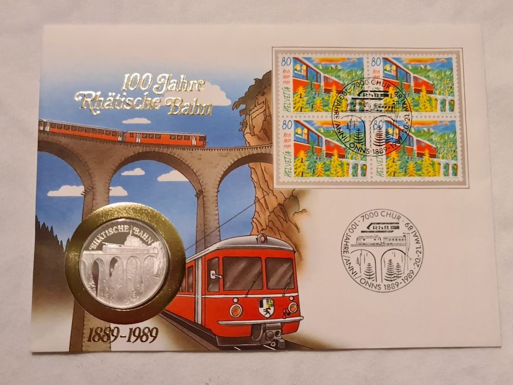 Numisbrief 100 jahre Rhätische bahn 1989 | Kaufen auf Ricardo