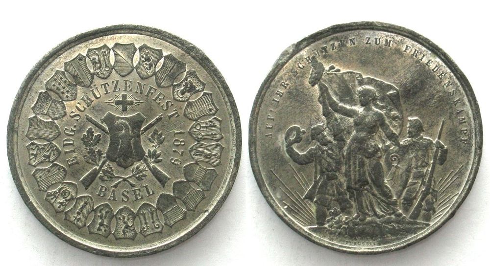 BASEL 1879 EIDGEN. SCHÜTZENFEST Medaille Zinn (Gebraucht) in Riehen für CHF 50 – mit Lieferung ...