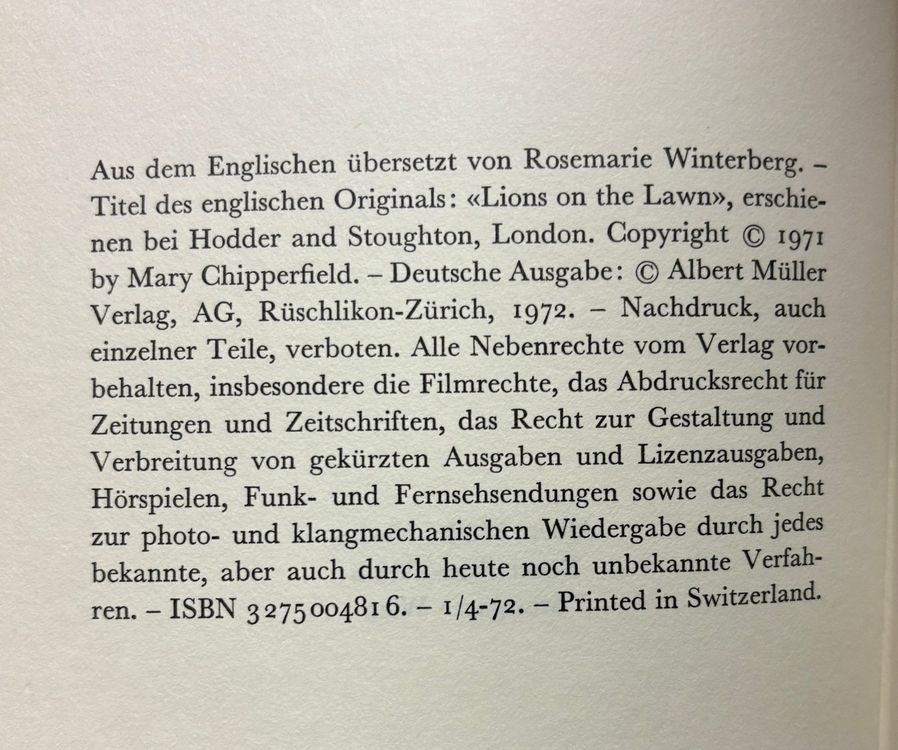 Chipperfield Mary, Löwen im Klee (Gebraucht) in Sarnen für CHF 5.5 ...
