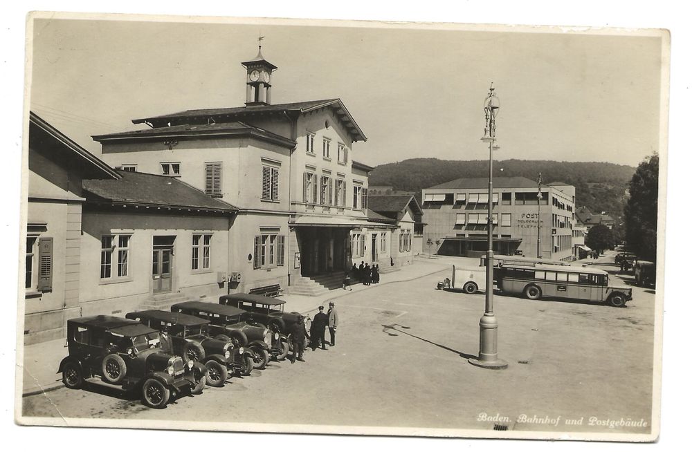 Baden (AG) Bahnhof + Post - Oldtimer Auto - Saurer Postauto (Gebraucht) in Engelburg für CHF 24. ...