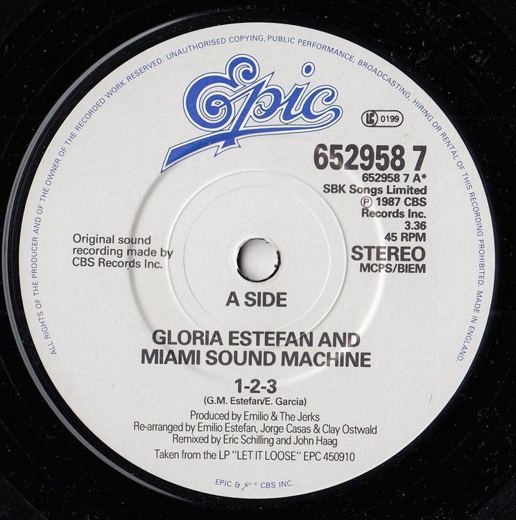 Gloria Estefan & Miami Sound Machine Vinyl Single von 1988 (Gebraucht ...