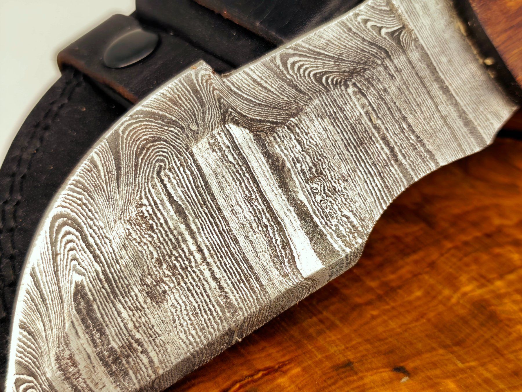 GEPRÜFT B Damast Messer Damascus Knife inkl. Lederscheide (Neu und ...