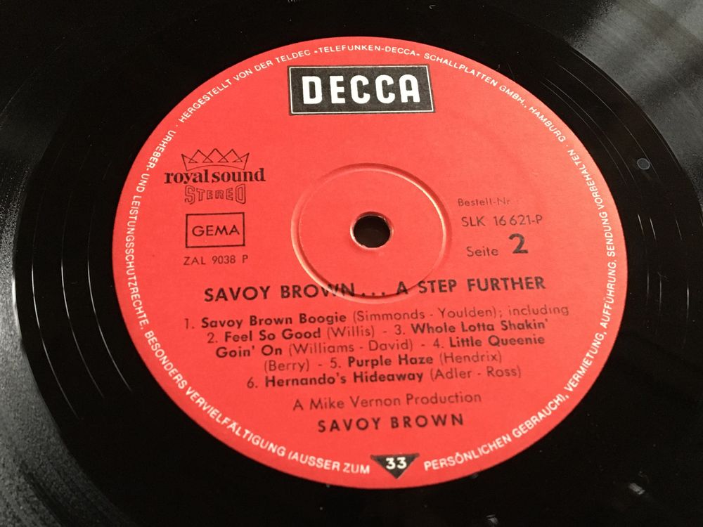 SAVOY BROWN - A STEP FURTHER LP ORIG DE 1969 DECCA VINYL (Gebraucht) in ...