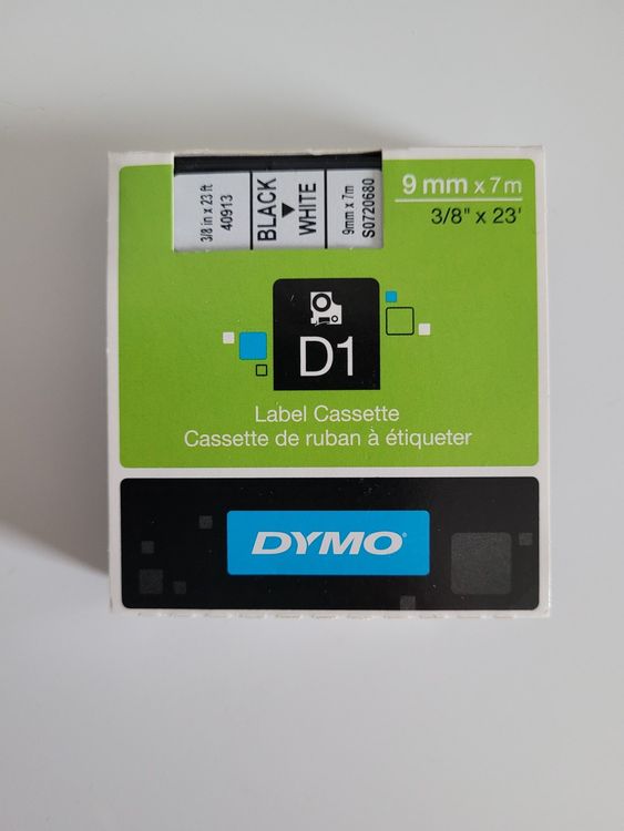 Dymo Label Cassette D1 black & white 9mm x 7m (Neu (gemäss Beschreibung ...