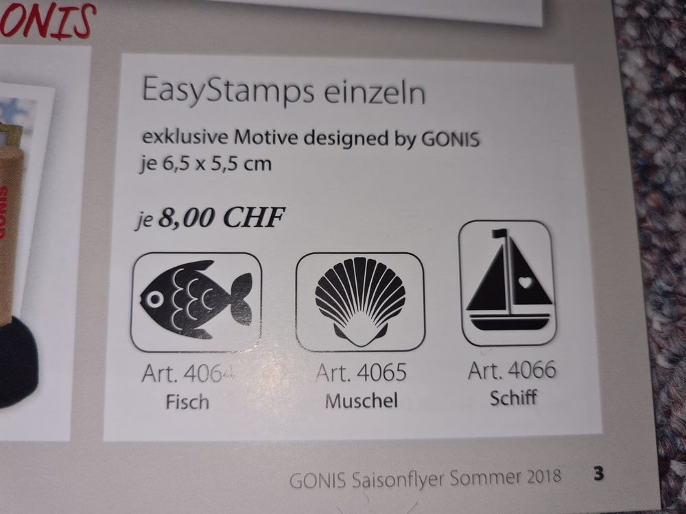 Gonis EasyStamps Muschel NEU (Neu und originalverpackt) in Killwangen für CHF 8 – mit Lieferung ...
