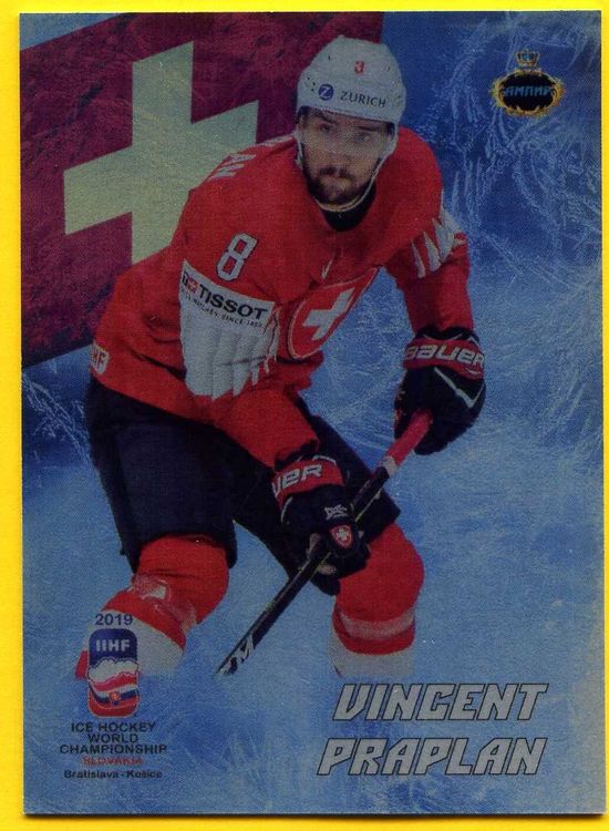 IIHF WM 2019 Vincent Praplan #8 / SUI08 Player Card | Kaufen auf Ricardo