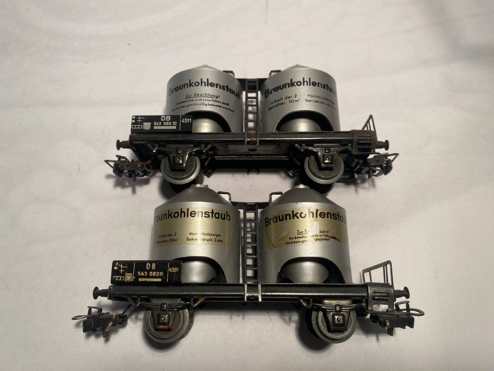Märklin 2x Behälterwagen Braunkohlestaub DB grau, AC-Achsen (Gebraucht ...