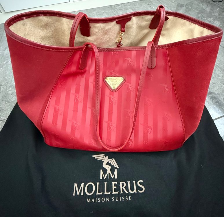 Mollerus Shopper Tasche Rot Leder Damenhandtasche gepflegt (Gebraucht ...