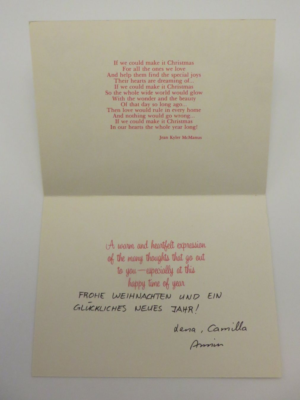 Alte Doppel-Weihnachtskarte, Spruch von Jean Kyler McManus (Gebraucht ...