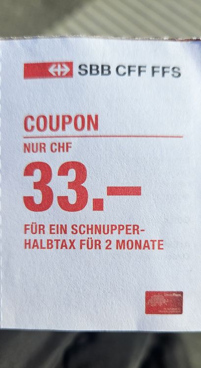 SBB CFF FFS: CHF 33 Coupon for 2-Month Half-Fare (Neu und ...