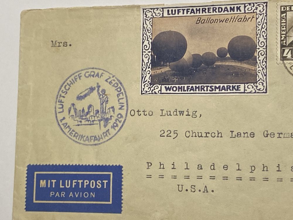 1929 Deutsche Luftpost Graf Zeppelin nach Philadelphia, Top (Gebraucht ...