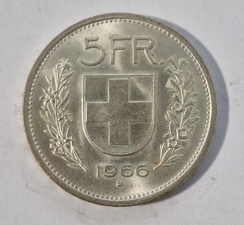 5 Franken 1966 Schweiz Silber (Gebraucht) in Mitlödi für CHF 13 – mit Lieferung auf Ricardo kaufen