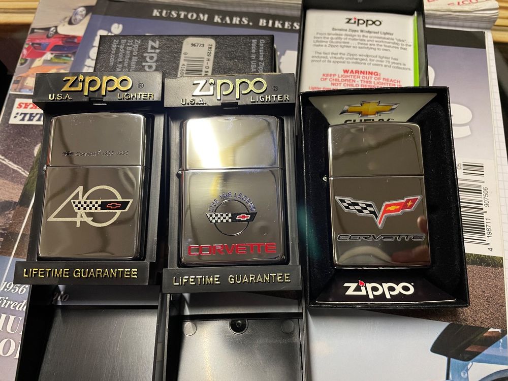3 Corvette Zippo’s aus Sammlung 40TH Original | Kaufen auf Ricardo
