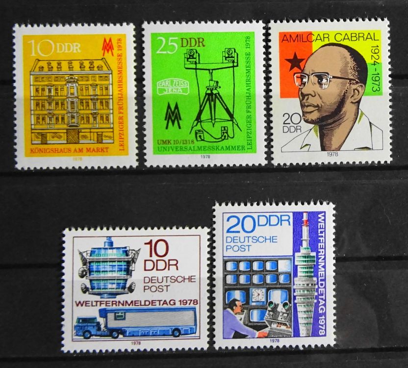DDR 1978, 5 Werte **postfrisch (Neu und originalverpackt) in Haslen GL für CHF 0.4 – mit ...