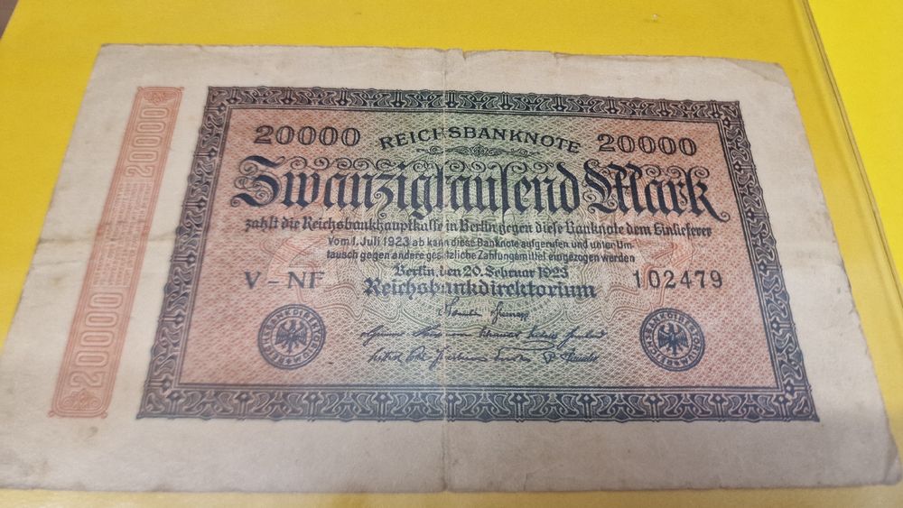 Historische Reichsmark Note 20000 von 1923 (Gebraucht) in Herisau für ...