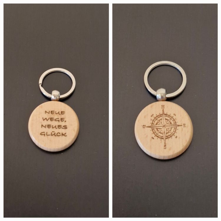 Holz Schlüsselanhänger mit Kompass Gravur – Neue Wege, Neues (Neu (gemäss Beschreibung)) in ...