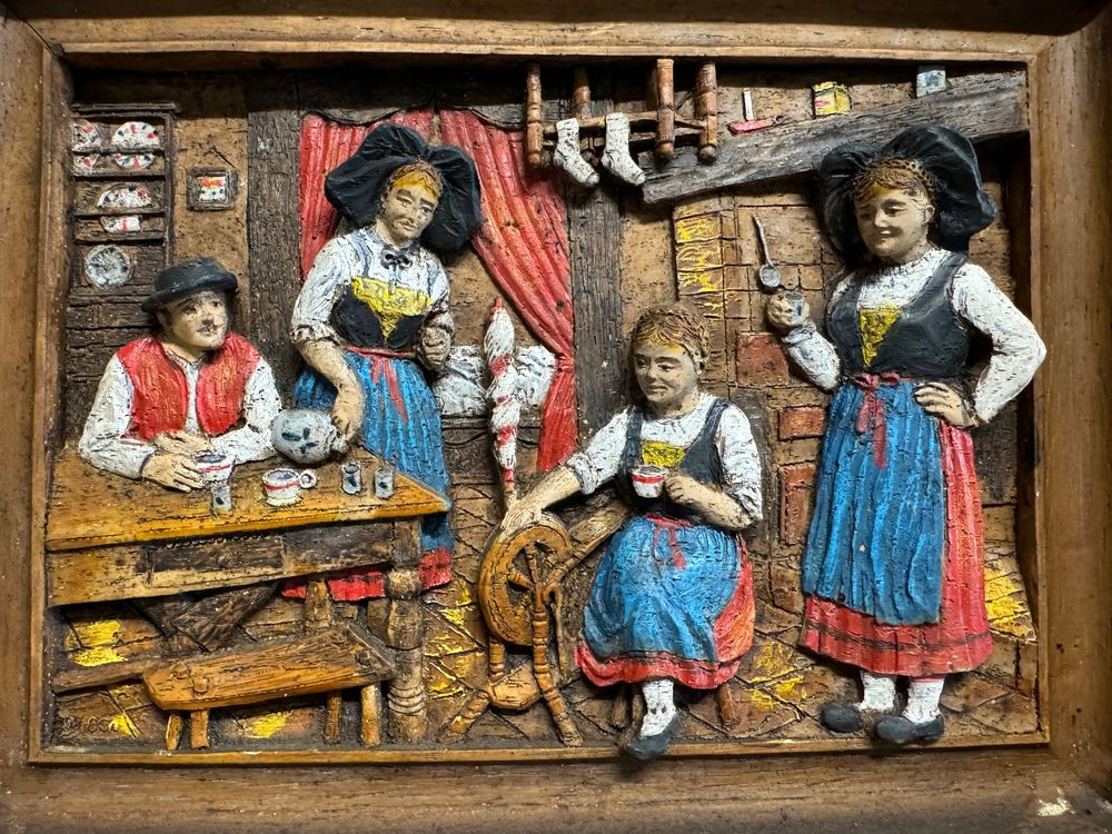Rareté! Tableau antique en bois sculpté signé | Kaufen auf Ricardo
