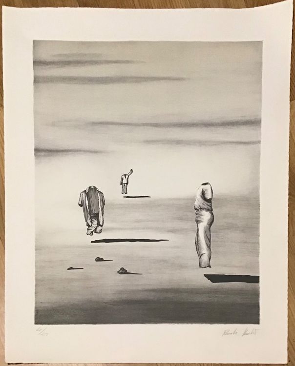 Surrealistische Grosse Lithographie Unleserlich Signiert | Kaufen auf Ricardo