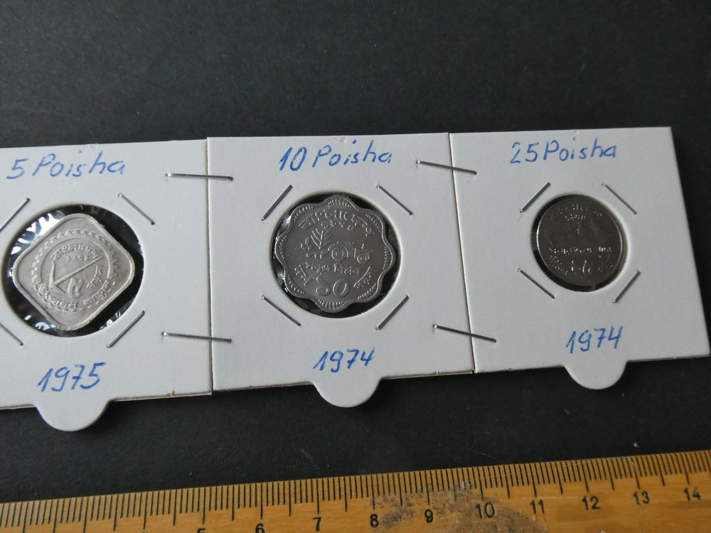 Bangladesh 1974-75, Serie 3 unzirkulierte Münzen (Neu (gemäss Beschreibung)) in Hinterforst für ...