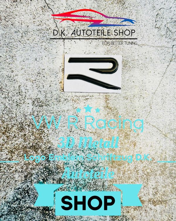 VW R Racing Schriftzug, Emblem, Logo 3D Metall Schwarzmatt | Kaufen auf ...