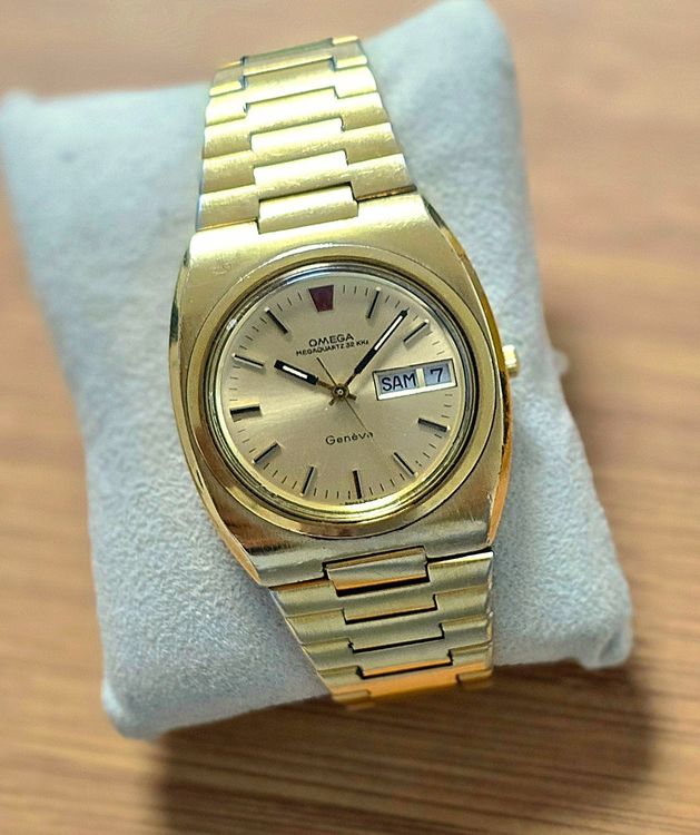 OMEGA GENÈVE MEGAQUARZ 32 KHz HERREN RAR aus 1975 vergoldet (Gebraucht ...