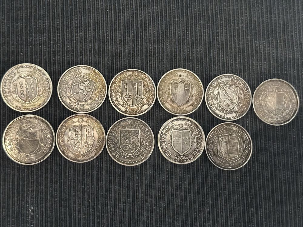 Sammlung 11 Schweizer Silbermünzen (Gebraucht) in Volketswil für CHF 140 – mit Lieferung auf ...