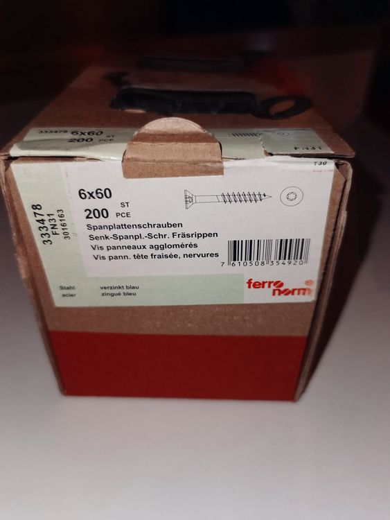 Spanplattenschrauben 6x60mm 5x200 / 1000Stk. | Kaufen auf Ricardo