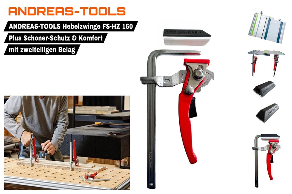 ANDREAS-TOOLS Hebelzwinge FS-HZ 160 mit Schoner soft Schutz (Neu und ...