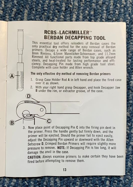 RCBS Berdan Decapping-Tool (Gebraucht) in für CHF 90 – mit Lieferung ...
