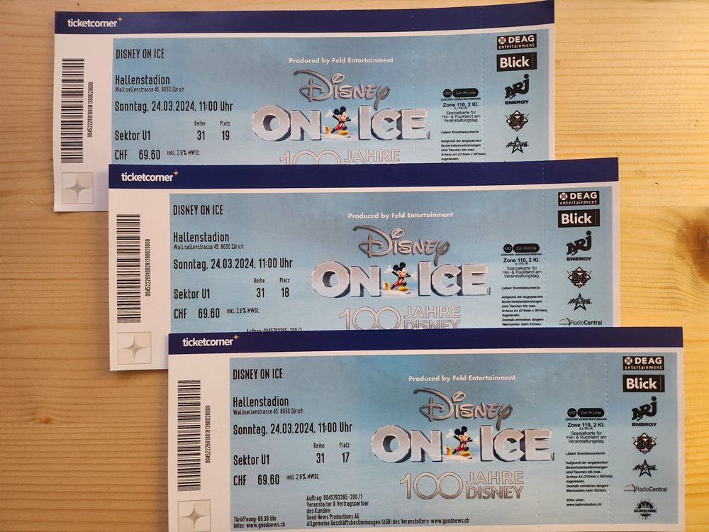 3 x Disney On Ice Tickets, 24.03.24, Hallenstadion Zürich | Kaufen auf ...