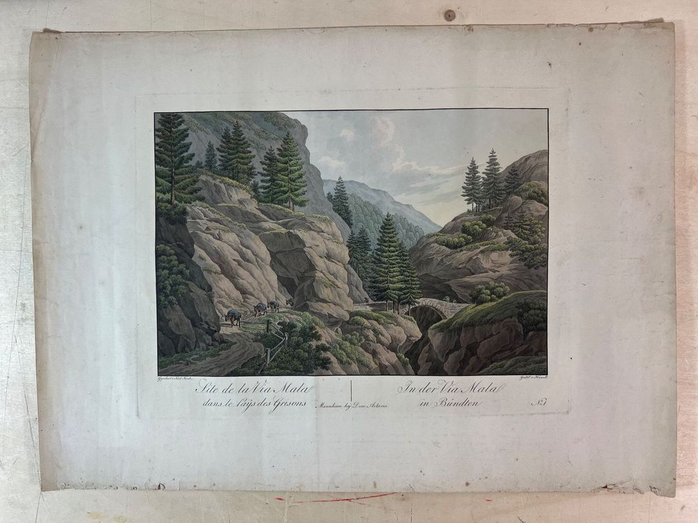 Via Mala Viamala Graubünden Thusis Aquatinta antik koloriert (Neu (gemäss Beschreibung)) in ...