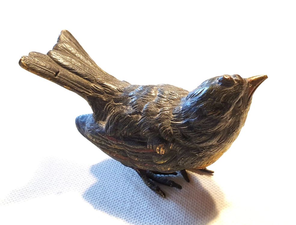 Rotkehlchen Statue Skulptur Kunst Bronze Figur Vintage Vogel (Gebraucht ...