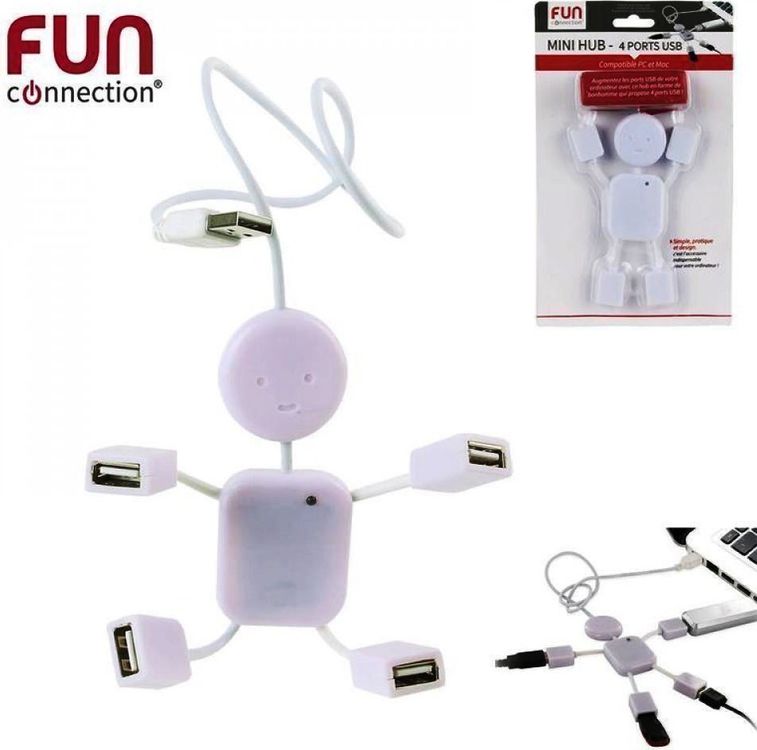 USB HUB 4 Port FUN CONNECTION für 4 USB Stecker (Neu und ...