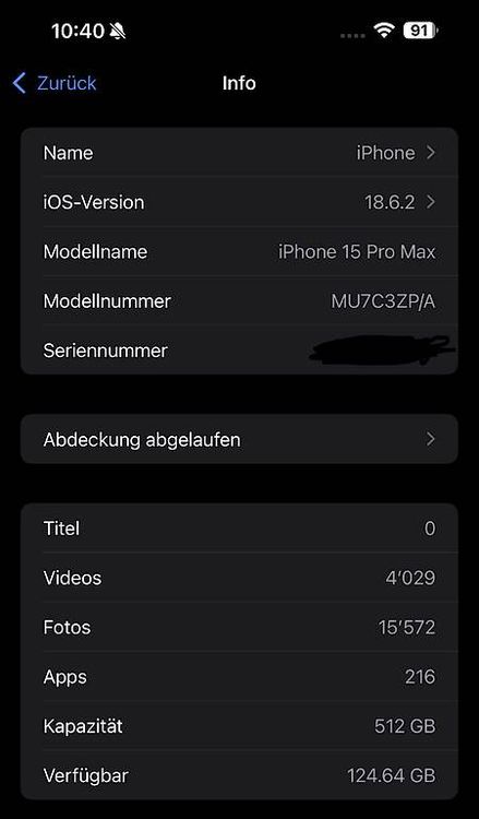 iPhone 15 Pro Max 512GB - 91% Akku - Kratzer am Display (Gebraucht) in ...