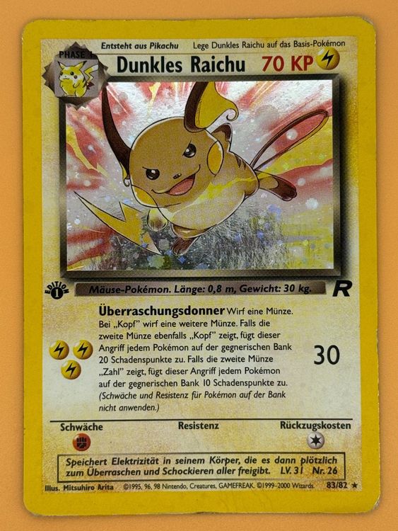 Raichu 83/82 SCR Holo Pokémon Team Rocket 1.Edition ab 1.- (Gebraucht ...
