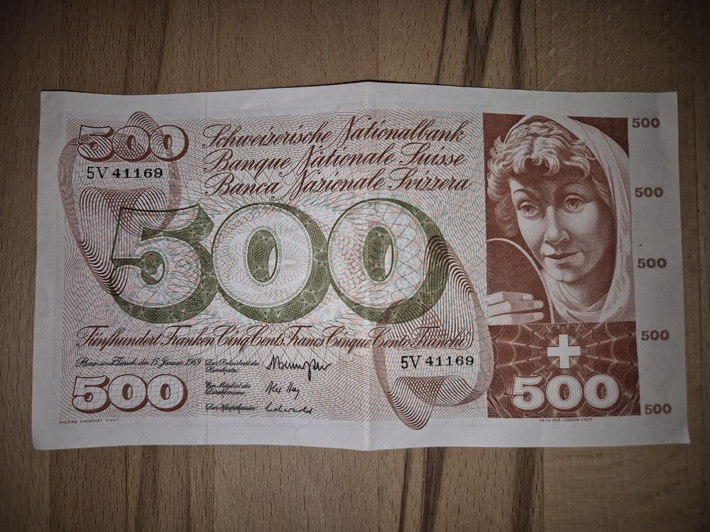 500er Note, Fünfhundert Schweizer Franken 1969, Sammlerstück (Gebraucht ...