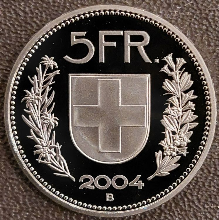 5 Franken Schweiz 2004 pp / aus Münzsatz/in einer Münzkapsel (Neu (gemäss Beschreibung)) in Arch ...