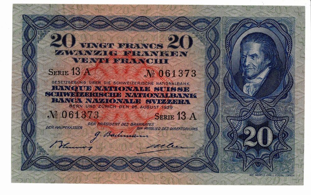 Schweiz noten 20 franken serie 13 A rare (Gebraucht) in Leibstadt für ...