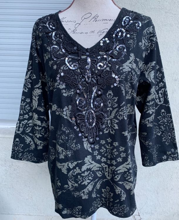 Superbe pull coton ME FASHION broderie et séquins t.42 (Neuf (Voir ...