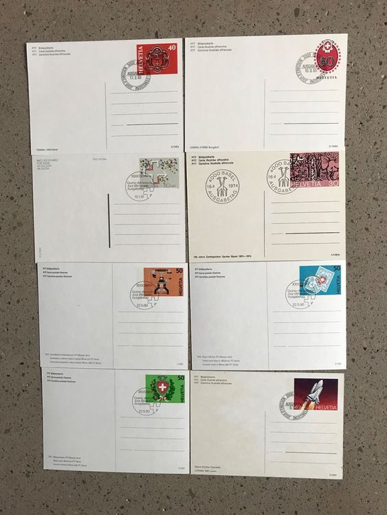 8 Bildpostkarten mit ET- Stempel (Gebraucht) in Zürich für CHF 1 – mit ...