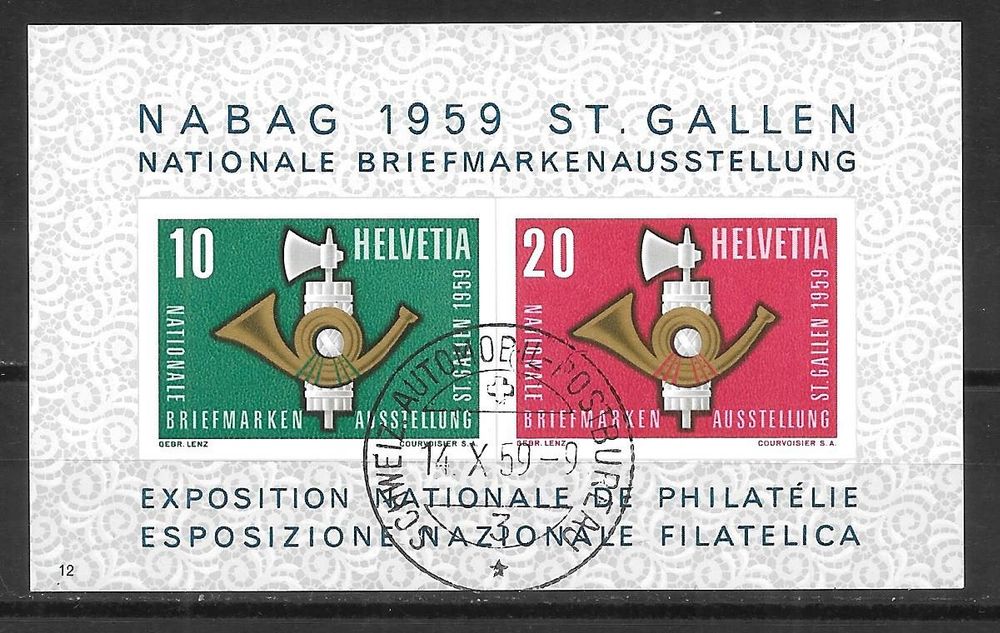 W38 NABAG-Block gest. Schweiz Automobilpostbureau 14.10.1959 (Neu ...