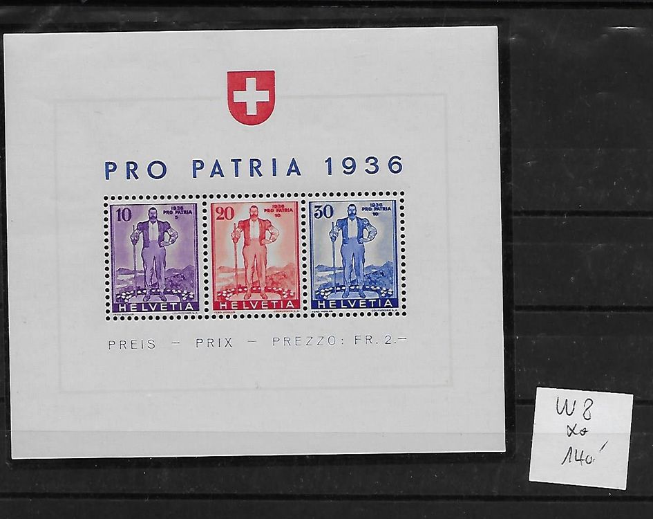timbre Pro Patria 1936 W8 ** SBK Fr. 140.-- | Kaufen auf Ricardo