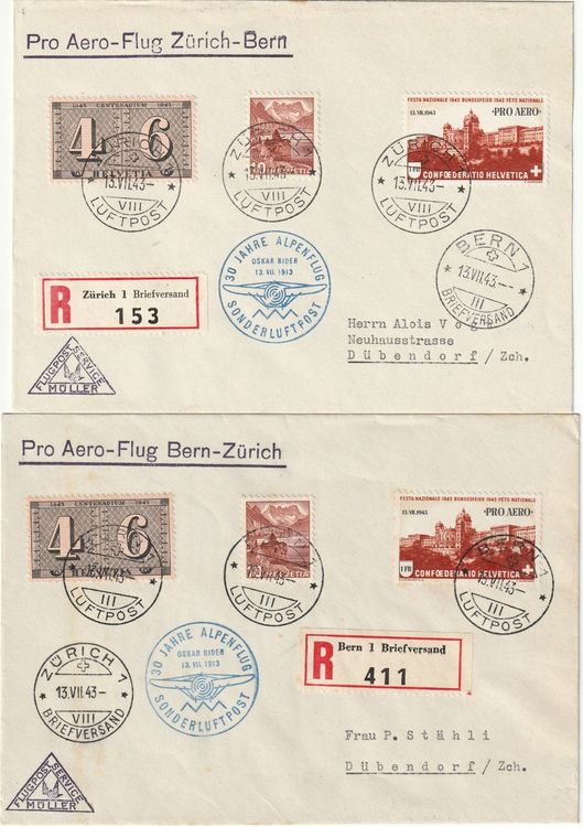 2 x Pro Aero 1943, beide Etappen mit gleicher Zu-Frankatur | Kaufen auf Ricardo