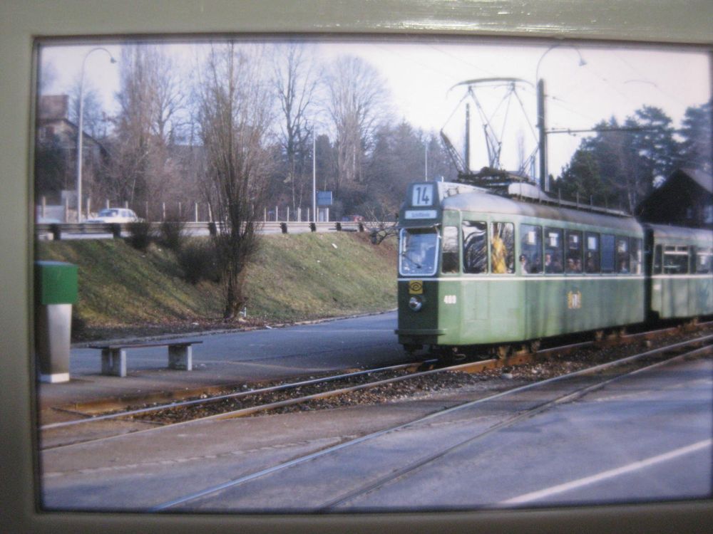 Dia: Basel St. Jakob 1971, Basler Strassenbahn BStB BVB, Sie (Gebraucht) in Malters für CHF 7 ...