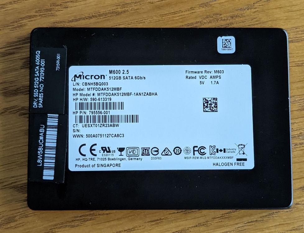 Micron SATA 512GB SSD (Gebraucht) in Schlieren für CHF 25 – mit ...